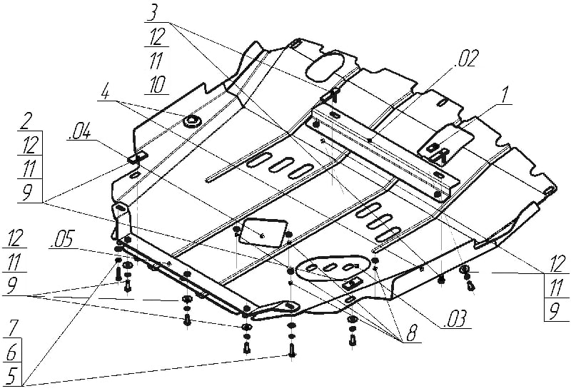 Защита картера двигателя, КПП MOTODOR 03037 для Chevrolet Captiva ...